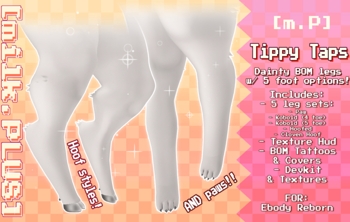 Second Life Marketplace - [milk.PLUS] Tippy Taps Legpack - Reborn - 1.2